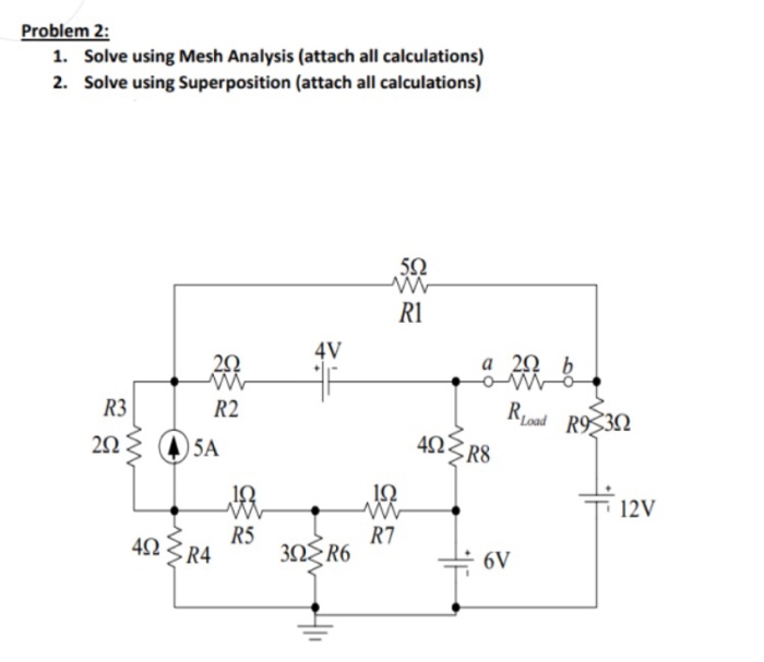 Solved Problem 2: 1. Solve using Mesh Analysis (attach all | Chegg.com