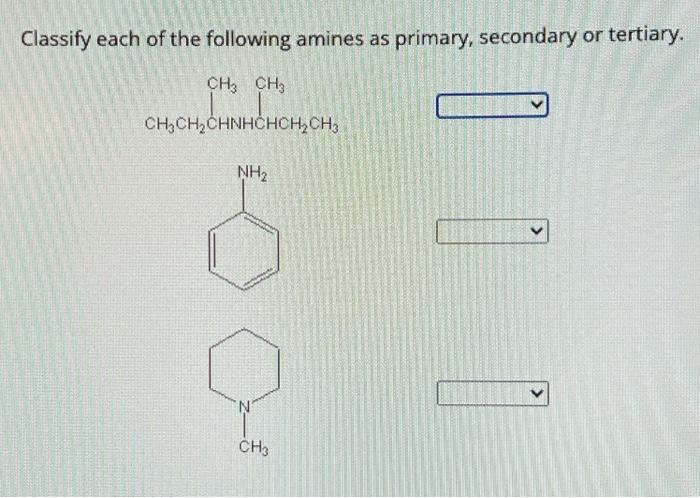 Solved Classify each of the following amines as primary, | Chegg.com Solved Classify each of the following amines as primary, | Chegg.com