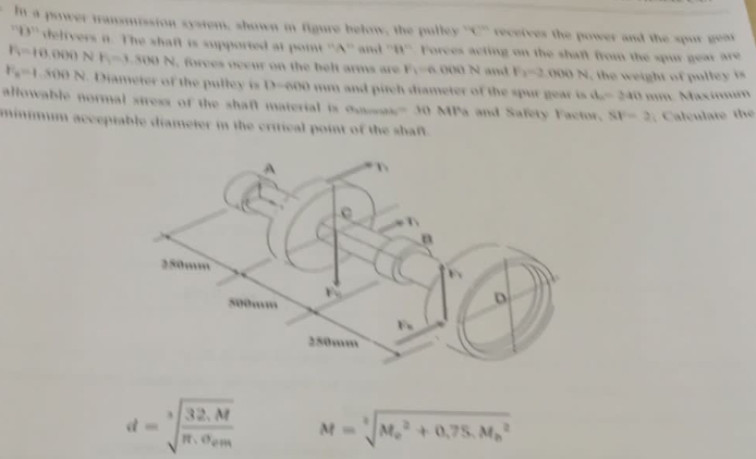 Solved d=32.Mπ*θem3,M=Me2+0,75*Me27 ﻿in a power transmission | Chegg.com