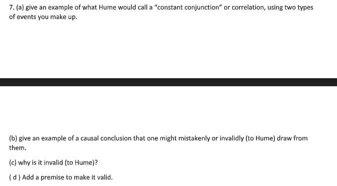 7. (a) give an example of what Hume would call a | Chegg.com