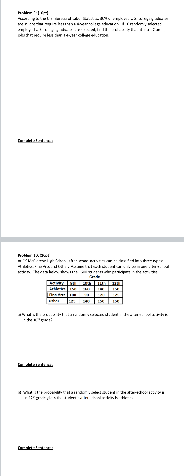 Solved Problem 9: (10pt)According to the U.S. ﻿Bureau of | Chegg.com