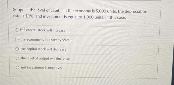 Solved Suppose the level of capital in the economy is 5,000 | Chegg.com