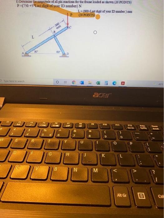 Solved 1 Determine The Magnitude Of All Pin Reactions For