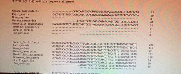 Solved | Use Clustal Omega to align the given sequences (1) | Chegg.com