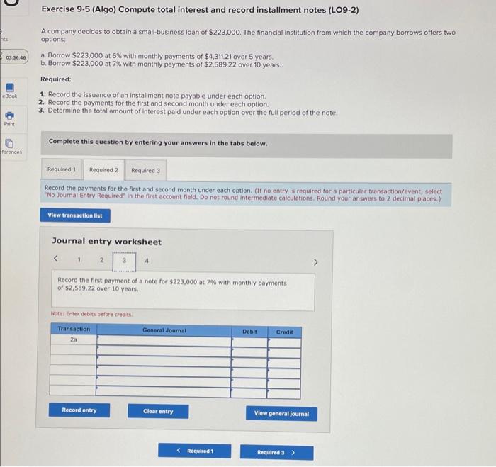 Solved Exercise 9-5 (Algo) Compute total interest and record | Chegg.com