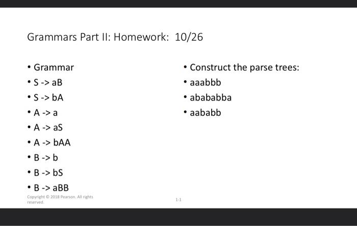 Solved Grammars Part Ii Homework 1026 Grammar 