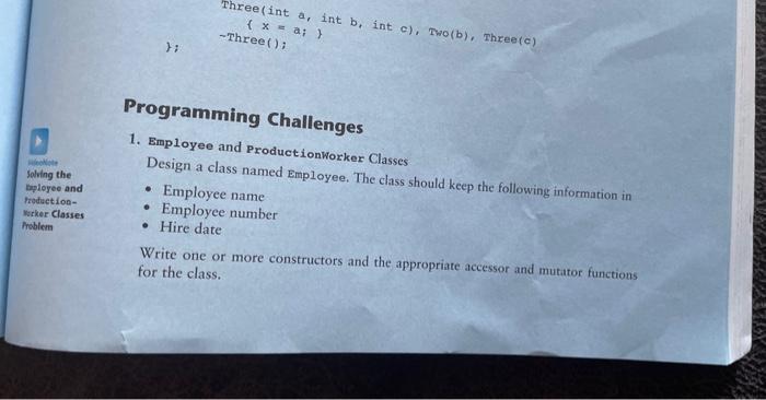 Solved Three(int a, int b, int c), Two (b), Three(c) {x=a;} | Chegg.com