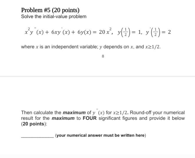 Solved Problem #5 (20 points) Solve the initial-value | Chegg.com
