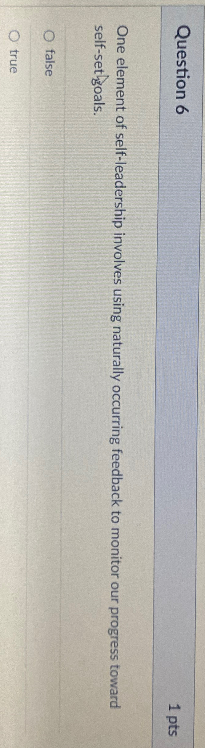Solved Question 61 ﻿ptsOne element of self-leadership | Chegg.com