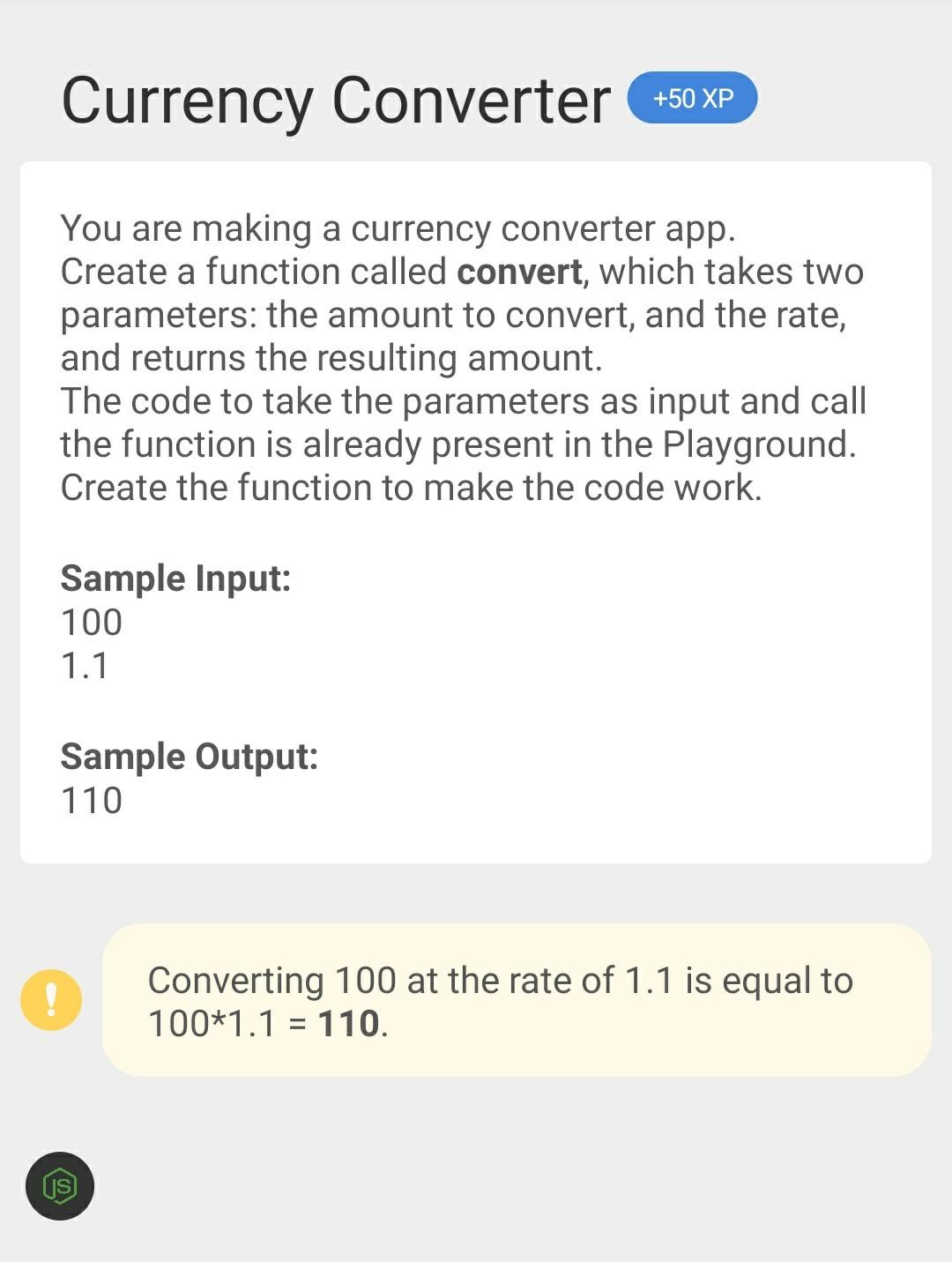 Solved Currency Converter +50 XP You are making a currency | Chegg.com