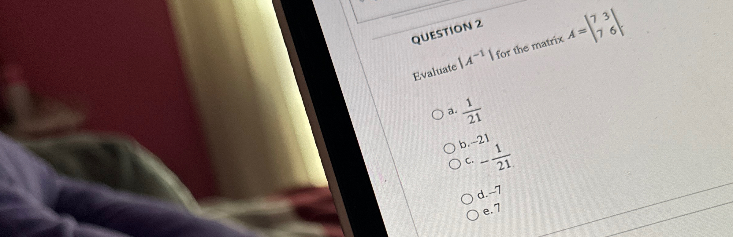 Solved QUESTION2 ﻿Evaluate A-1 ﻿for the matrix | Chegg.com