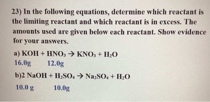 Solved 23) In the following equations, determine which | Chegg.com