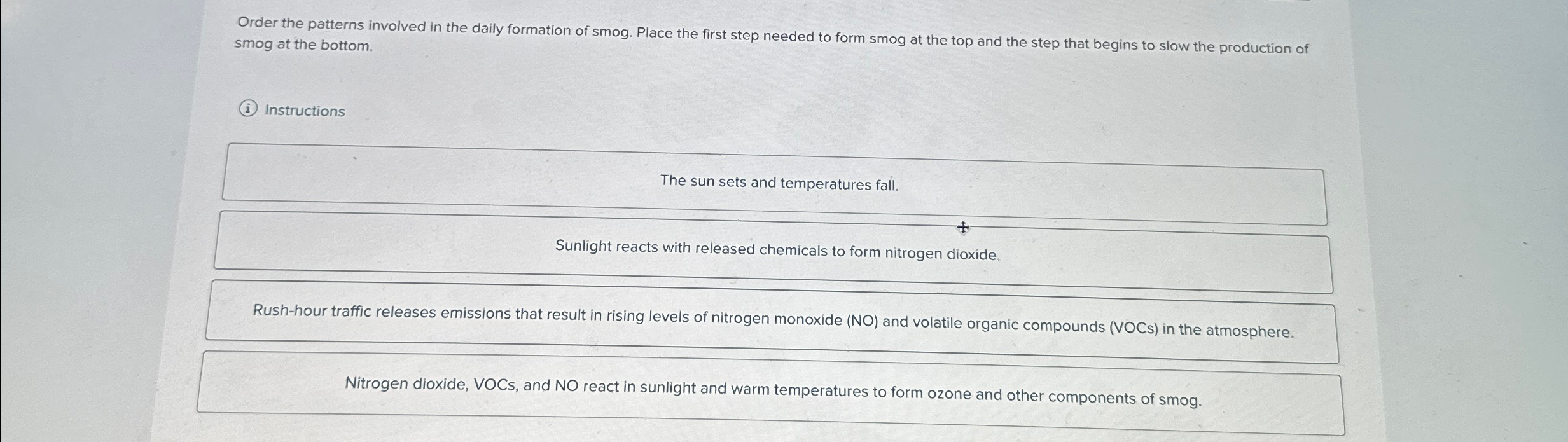 Solved Order the patterns involved in the daily formation of | Chegg.com