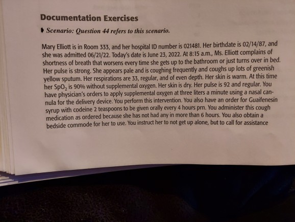 Solved Documentation Exercises Scenario: Question 44 refers | Chegg.com