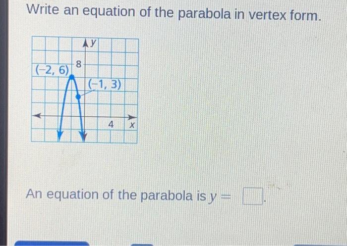 Solved Write an equation of the parabola in vertex form. An | Chegg.com