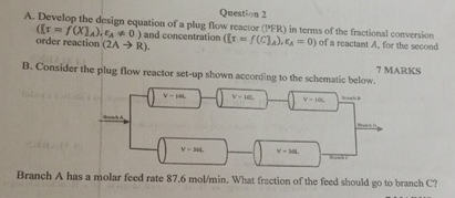 Solved Qeestion 2A. ﻿Develop the design equation of a plug | Chegg.com