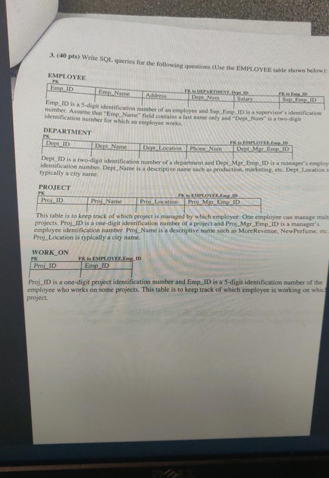 Solved 3. (40 pts) Write SQL queries for the following | Chegg.com