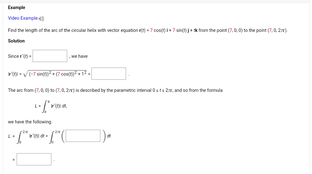 Solved Find the length of the arc of the circular helix with | Chegg.com