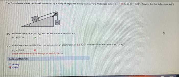 Solved The figure below shows two blocks connected by a | Chegg.com