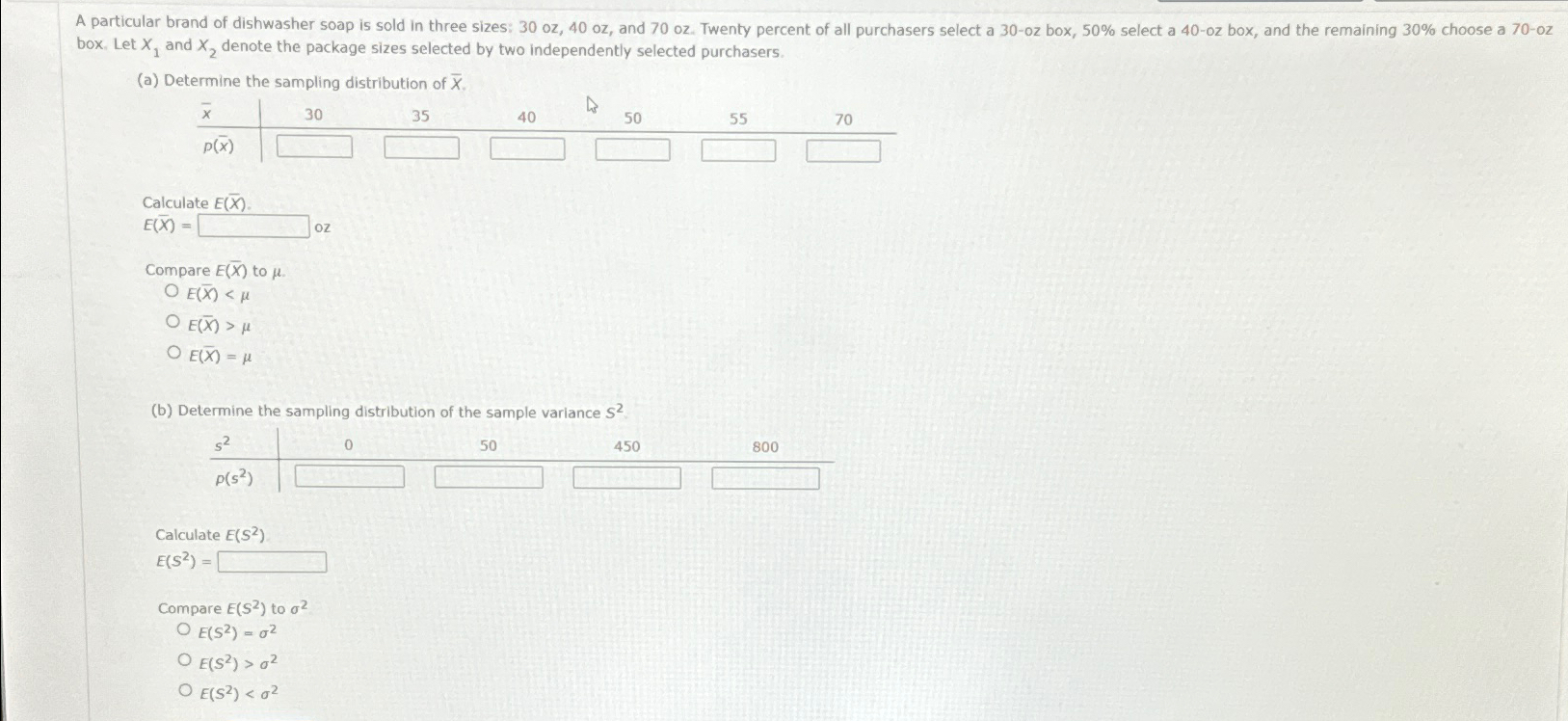 Solved box, Let x1 ﻿and x2 ﻿denote the package sizes | Chegg.com