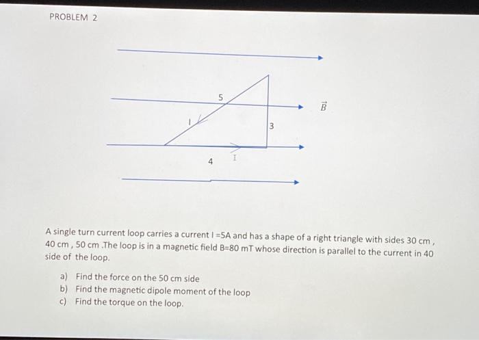 Solved A single turn current loop carries a current I=5 A | Chegg.com