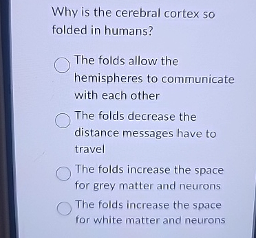 Solved Why is the cerebral cortex so folded in humans?The | Chegg.com