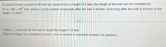Solved If a ball is thrown upward at 96 feet per second from | Chegg.com