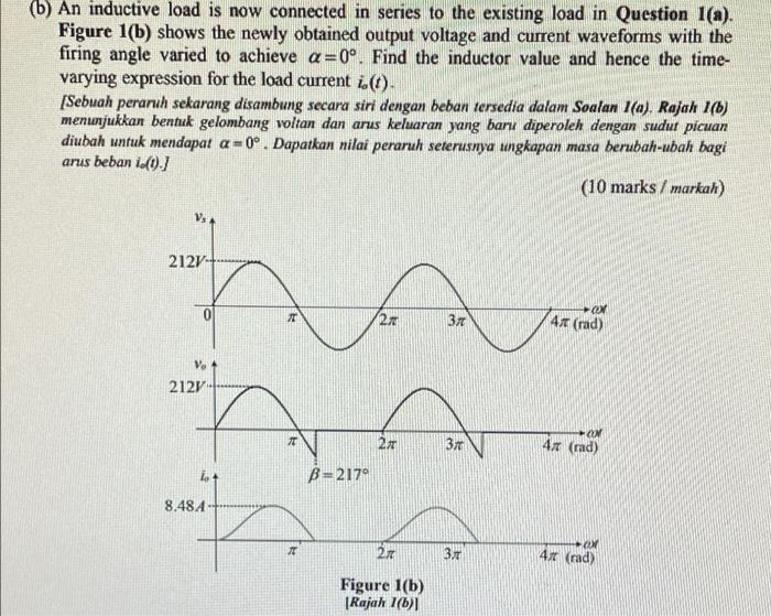 Solved (b) An inductive load is now connected in series to | Chegg.com