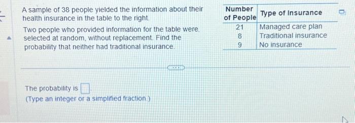 Solved A sample of 38 people yielded the information about | Chegg.com