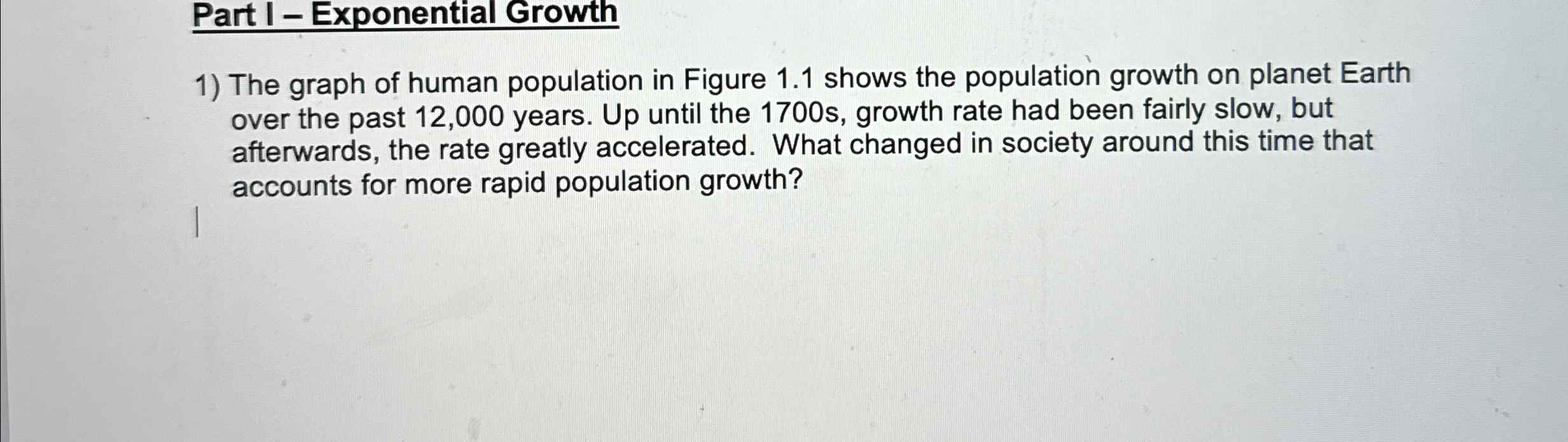 Solved Part I - ﻿Exponential GrowthThe graph of human | Chegg.com