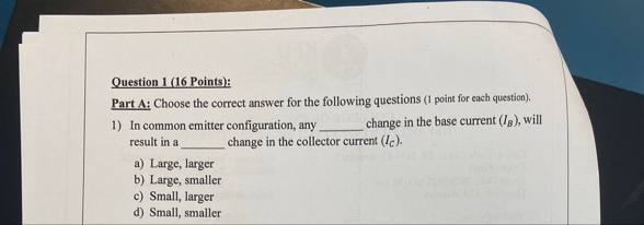 Solved Question 1 (16 ﻿Points):Part A: Choose the correct | Chegg.com