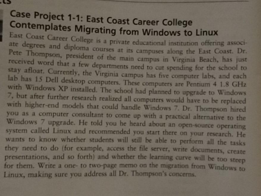 Solved Case Project 1-1: East Coast Career College | Chegg.com
