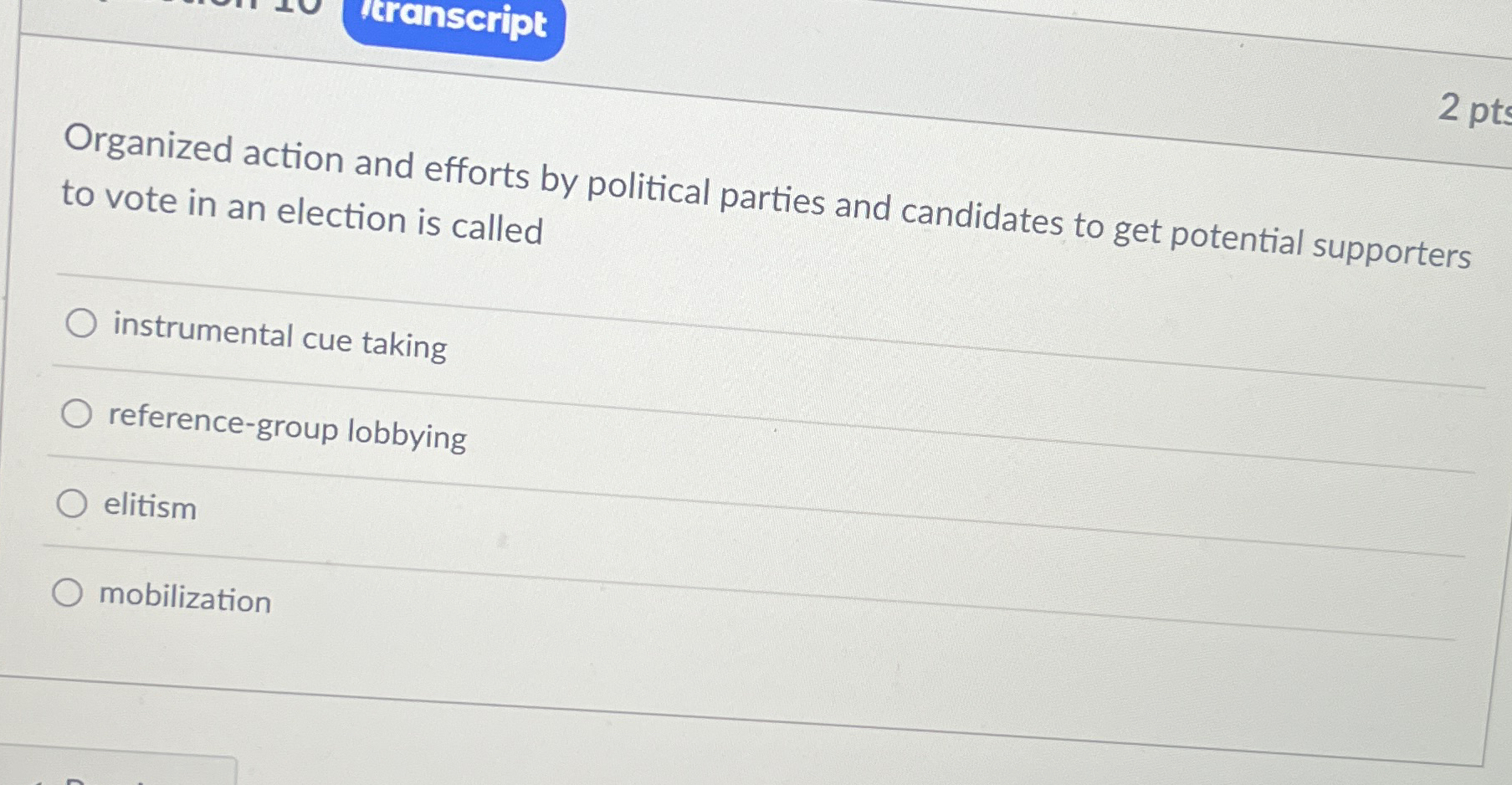 Solved Organized action and efforts by political parties and | Chegg.com