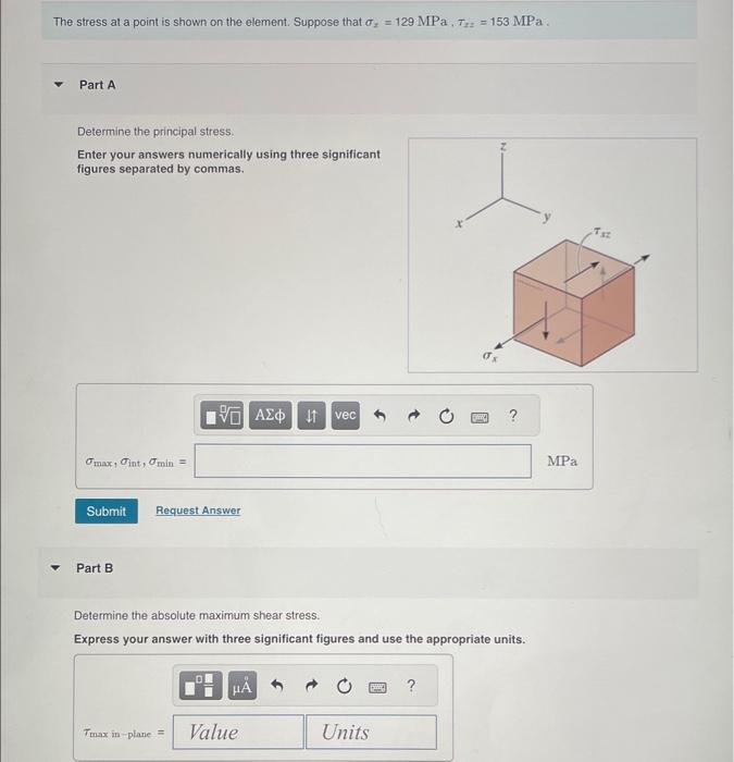 Solved The stress at a point is shown on the element. | Chegg.com