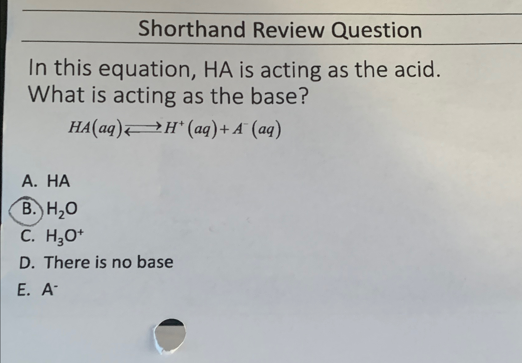 Solved Shorthand Review QuestionIn this equation, HA is | Chegg.com