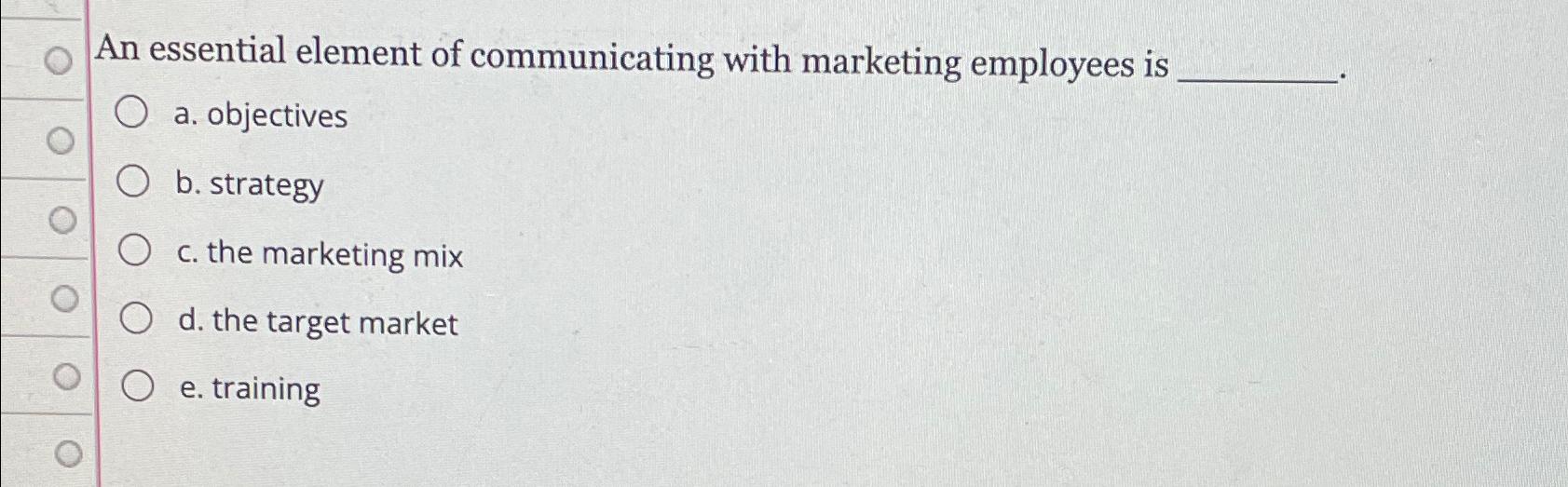 Solved An essential element of communicating with marketing | Chegg.com