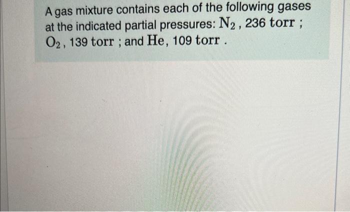 Solved A gas mixture contains each of the following gases at | Chegg.com