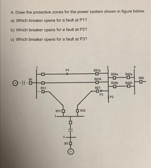 Solved 4. Draw the protective zones for the power system | Chegg.com