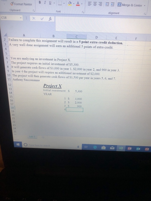 Solved BIU .a.A $ Format Painter Clipboards E Merge & Center | Chegg.com