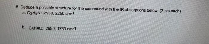 Solved 8. Deduce a possible structure for the compound with | Chegg.com