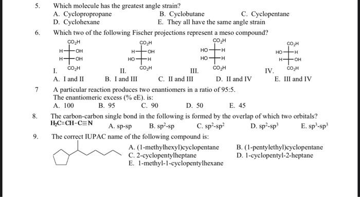Solved 5. 6. НЕОН HO HO H H -OH -ЕН 1. COH Which molecule | Chegg.com