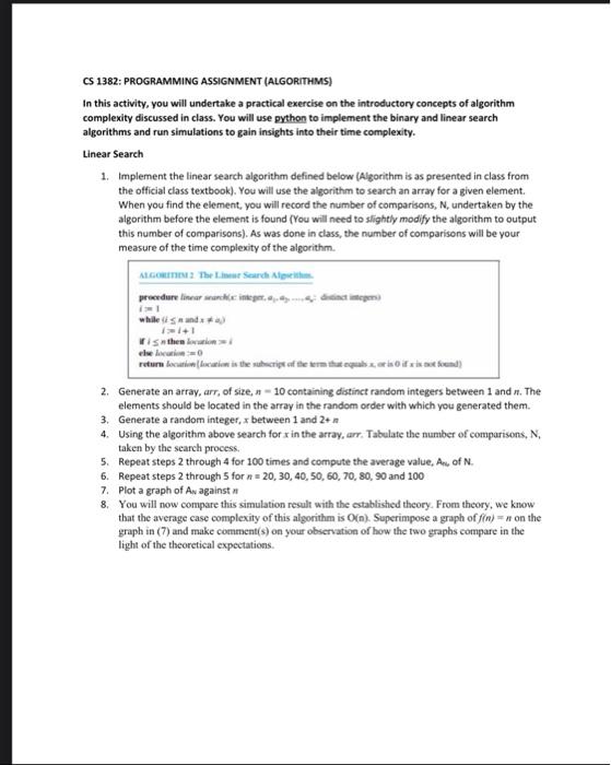 Solved 1382 Programming Assignment Algorithms His 