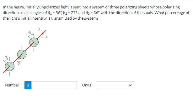 Solved In the figure, initially unpolarized light is sent | Chegg.com