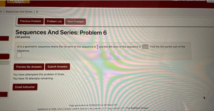 Solved Sequences And Series: Problem 6 (30 points) a is a | Chegg.com
