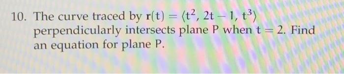 Solved 10. The curve traced by r(t)= t2,2t−1,t3 | Chegg.com