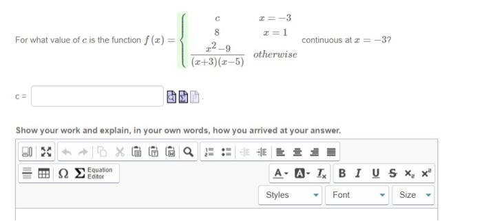 Solved For what value of c is the function | Chegg.com