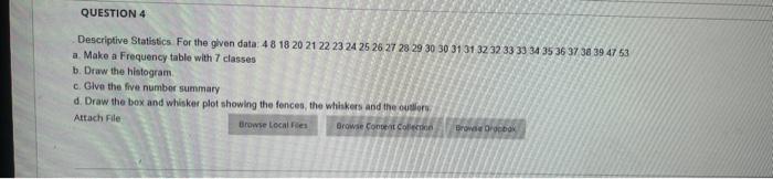 Solved Descriptive Statistics. For the given data: | Chegg.com