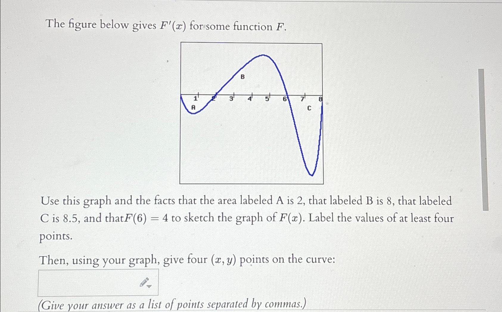 Solved The figure below gives F'(x) ﻿for some function F.Use | Chegg.com