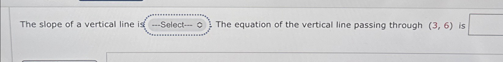 Solved The slope of a vertical line is The equation of the | Chegg.com