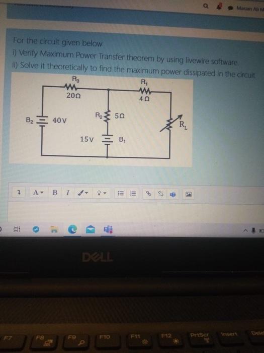 Solved MAS For the circuit given below 1) Verify Maximum | Chegg.com